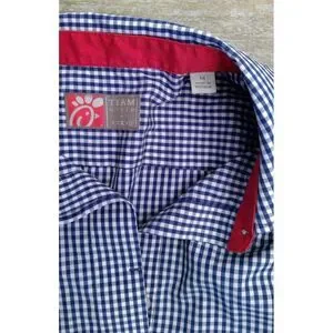 Tops | Chik Fil A Ls Uniform Shirt Womens M Blue White Check Team Style ...